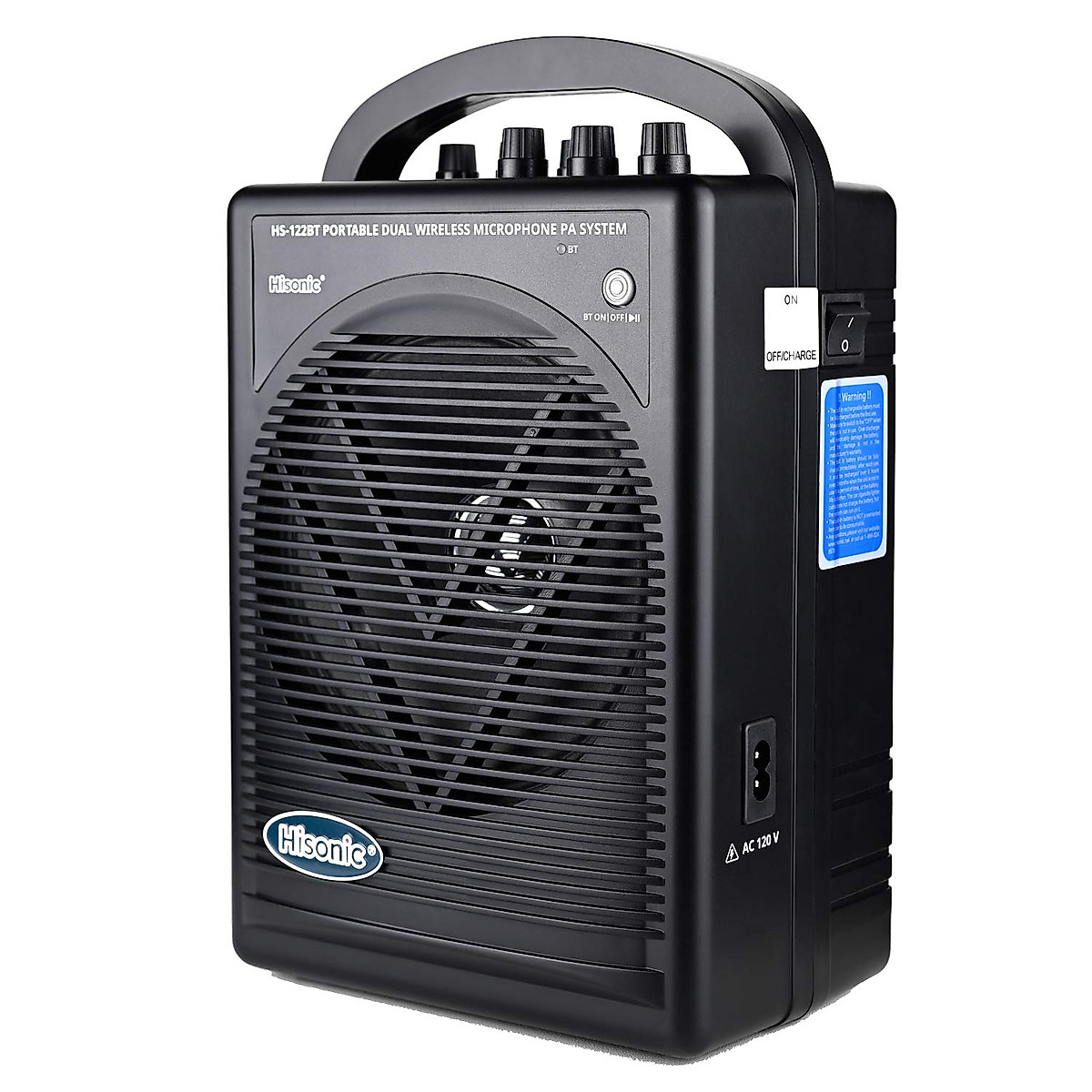 Hisonic HS122BT-HL Portable and Rechargeable PA System with Dual UHF Wireless Microphones & Bluetooth Connection