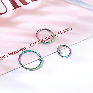 ORAZIO 36Pcs Surgical Steel Nose Ring Hoop for Women 20 Gauge Nose Piercing Jewelry Septum Ring Cartilage Helix Piercing 6-12mm