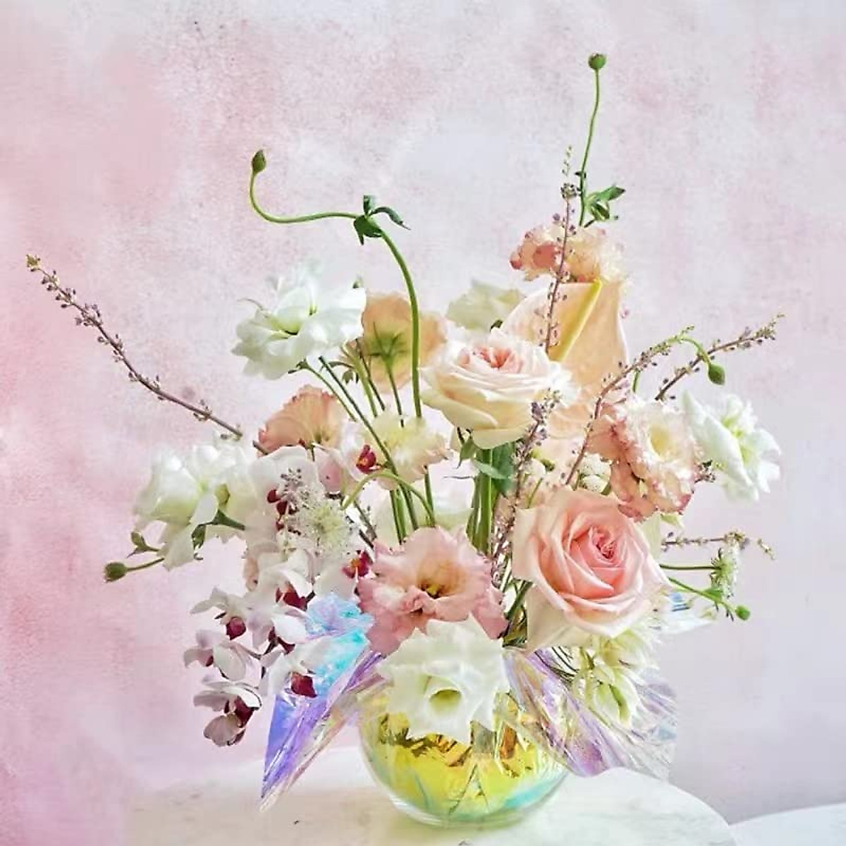 HOEAZGIF Clear Cellophane Wrap Roll 34'' x 131'ft Gift Cellophane Wrap,White Dot Clear Cellophane Wrapping Paper,3 Mil Thick Clear Wrap Cellophane Roll for Basket-Flower-Gift…