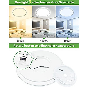 zemty 6Pack 12 Inch LED Flush Mount Ceiling Light, Super Slim 28W 3200lm LED Ceiling Light, 3 Color Temperature in One 3000k/4500k/6000K Round Light Fixture for Bedroom, Kitchen, Dining Room (White)