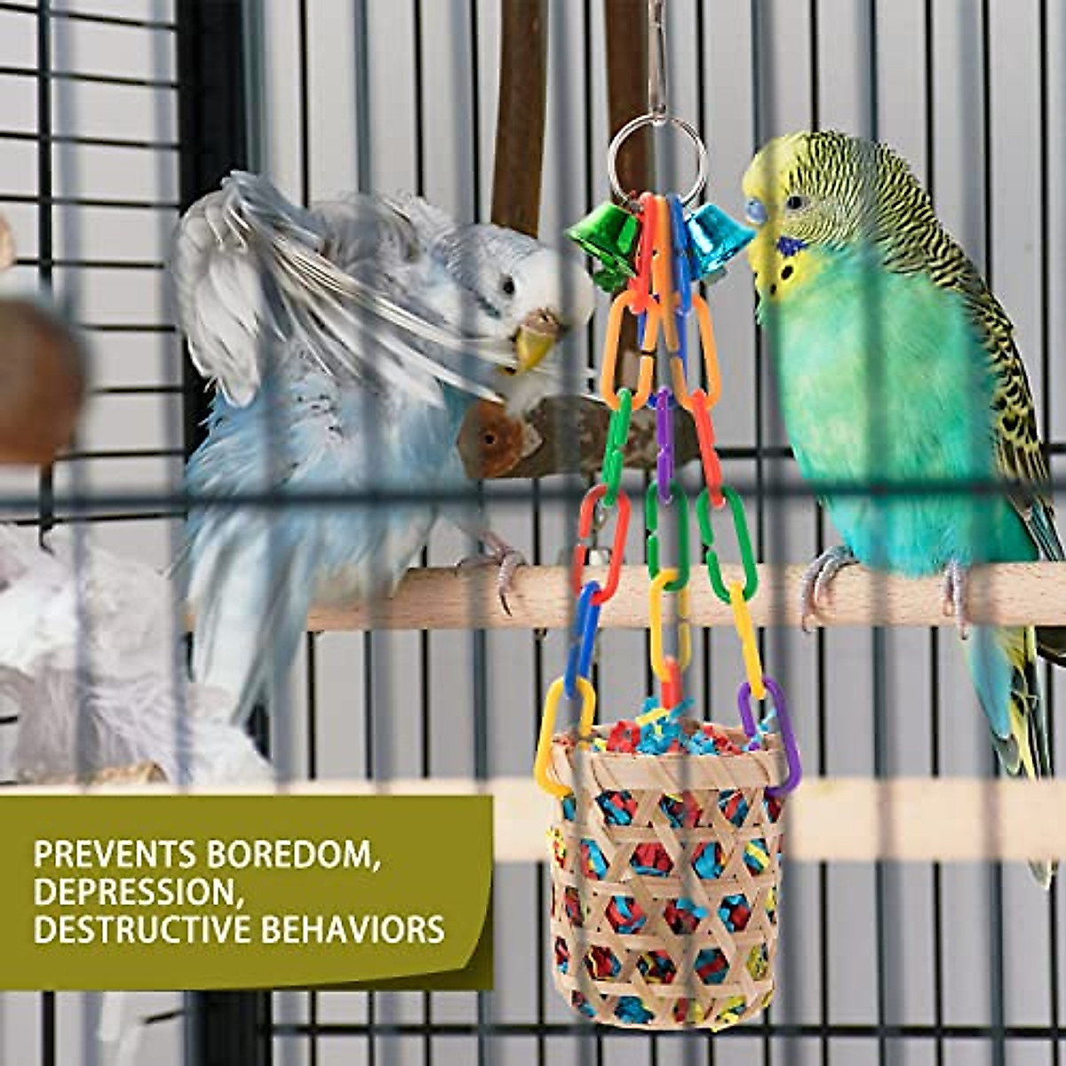 RLRICH 6 Pack Bird Colorful Chewing Toys Parrot Foraging Shredder Toys Shred Hanging Foraging Toys,Comfy Perch Parrot Toys for Rope Bungee Bird Toy