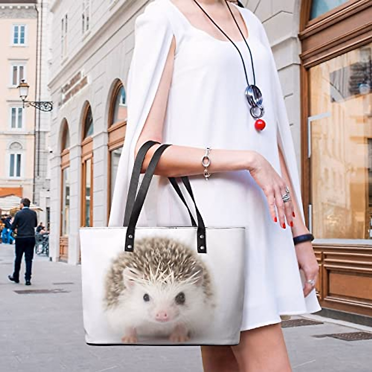 Womens Handbag Hedgehog Leather Tote Bag Top Handle Satchel Bags For Lady