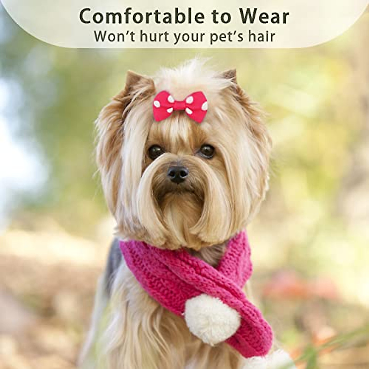 Yxiang 100PCS Dog Bows, Cute Dog Hair Bows Yorkie Puppy Bows with Rubber Band Pet Grooming Bows Colored Polka Dot Dog Hair Accessories for Small Dog - 50 Pairs