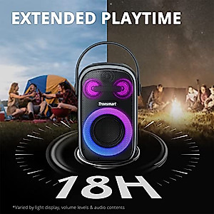 Tronsmart Bluetooth Speaker with Light, 60W Portable Speakers with Subwoofer Bass, IPX6 Waterproof for Outdoor Party, EQ via APP, Wireless Stereo Pairing, 18H Playtime, Aux/USB-Disk/Micro SD Card