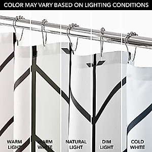 mDesign Fabric Geometric Shower Curtain - Herringbone Chevron Print with Reinforced Buttonholes for Master/Guest Bathroom - Machine Washable & Water Resistant Curtains - 72" x 72" - Black/White