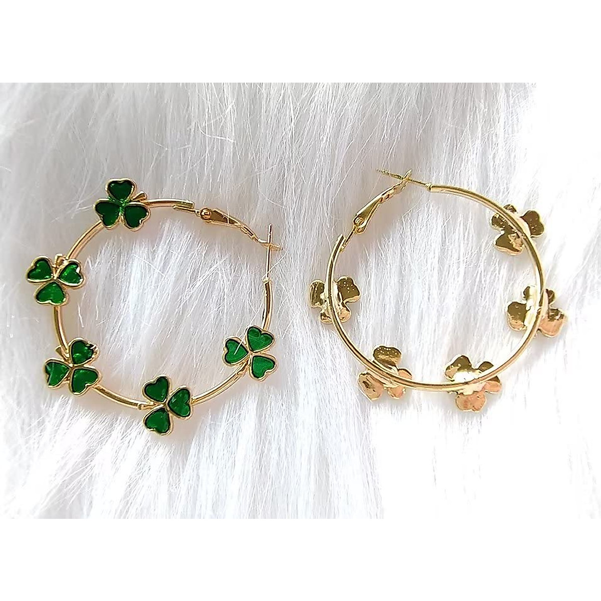 Zhang shine Green Shamrock Earrings Irish Clover Hoop Earrings St.Patrick's Day Lucky Leaf Earrings for Women St. Patrick Day Daily Wearing Parties Celebrations