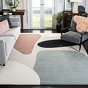 SAFAVIEH Fifth Avenue Collection 9' x 12' Beige/Black FTV119B Handmade Mid-Century Modern Abstract New Zealand Wool Living Room Dining Bedroom Area Rug