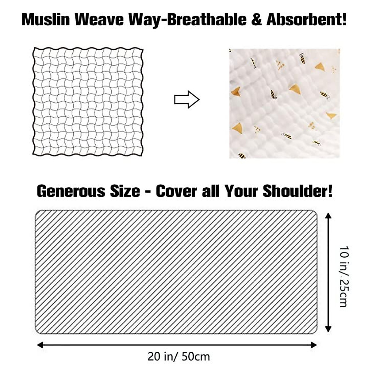 KOROTUS 10 Pack Muslin Burp Cloths for Baby - Ultra-Soft 100% Cotton Baby Washcloths - Large 20'' by 10'' Super Absorbent Spit Up Rags