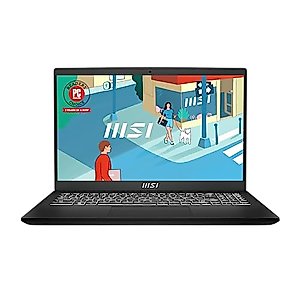 MSI Modern 15 Laptop: Ryzen 7 7730U, UMA AMD Radeon Graphics, 15.6" FHD, 16GB DDR4, 1TB NVMe SSD, 180-Degree Lay-Flat, Type C, Win 11 Pro: Classic Black B7M-223US