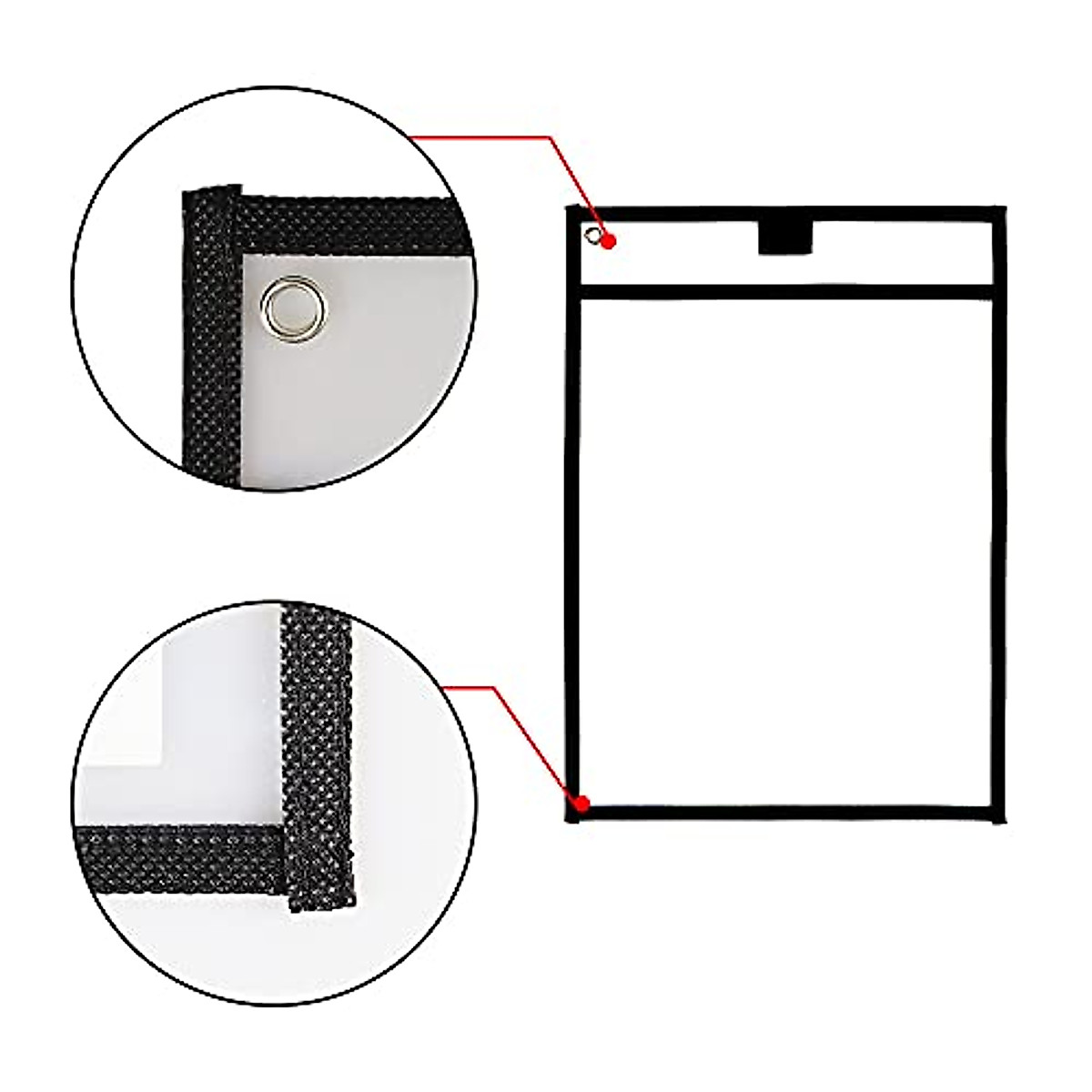 SMTTW Dry Erase Pockets Sleeves Black Reusable Clear Plastic Sleeves 24 Pack Dry Erase Sleeves 10" x 14"Heavy Duty Dry Erase Sleeves Protectors Oversized Board Worksheet Protector