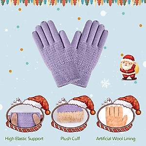 Kids Winter Hat Gloves Scarf Set Girls Boys Beanie Children Knit Neck Warmer Warm Fleece Pom Cap Purple 6-10 Years Old Cold Weather Sets Gifts for Childrens Niñas Niños Gorros Bufandas