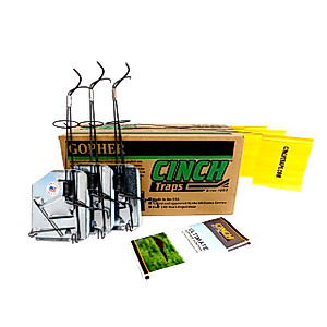 Cinch Gopher Trap - Professional-Grade Gopher Traps That Work Best, Heavy Duty, Reusable Rodent Trapping System - Ideal for Lawns, Gardens, Ranches, and More - Outdoor Use, Medium Size (3 Pack)