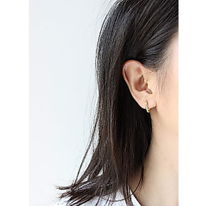 Me&Hz 14K Gold Colored Small Square Huggie Hoop Earrings for Women Cartilage Sleeper Tiny Gold Hoops Earrings Oval U Shaped Geometric Rectangle Huggie Earrings