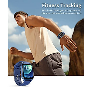 Jassco Smart Watch, Fitness Tracker for Android Phones and iPhone with Pedometer, Sleep Monitor, Music Control, IP68 Waterproof Bluetooth Sport Watch Activity Tracker with 1.7’’ Touch Screen -Blue