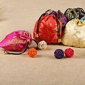 NHW Brocade Embroidery Drawstring Jewelry Bag Purse Pouch size about 4.3 * 4.3 inches