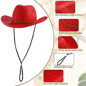 Suhine 15 Pcs Straw Cowboy Hat for Men Women Colorful Western Party Hat Bulks Sun Protection Hat Wide Brim Cowgirl Hat for Summer Beach Adventure Fishing Camping Garden Yard, 15 Colors