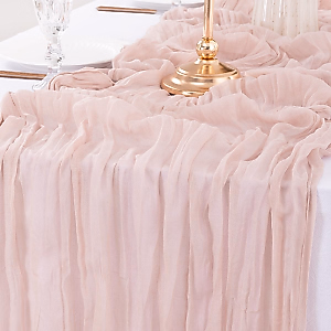 MLMW 6 Pack Cheesecloth Table Runner Bulk 14ft Gauze Table Runner 35 × 170 Inch Rustic Cheese Cloth Table Runner for Easter Wedding Baby Shower Birthday Bridal Party Decorations Dusty Pink