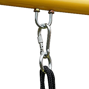 Hishine Swing Stand Heavy Duty Swing Frame Full Steel Metal Frame Swing Set for Backyard, Blue&Yellow (Swing NOT Included)