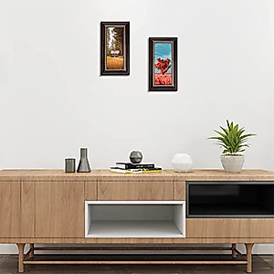 AUEAR, Dollar Bill Frame with Black Mat or 4x9 Business License Holder Without Mat, Easel Stand/Wall Mount, Tempered Glass (Dark Brown with Black Mat, 2-Pack)