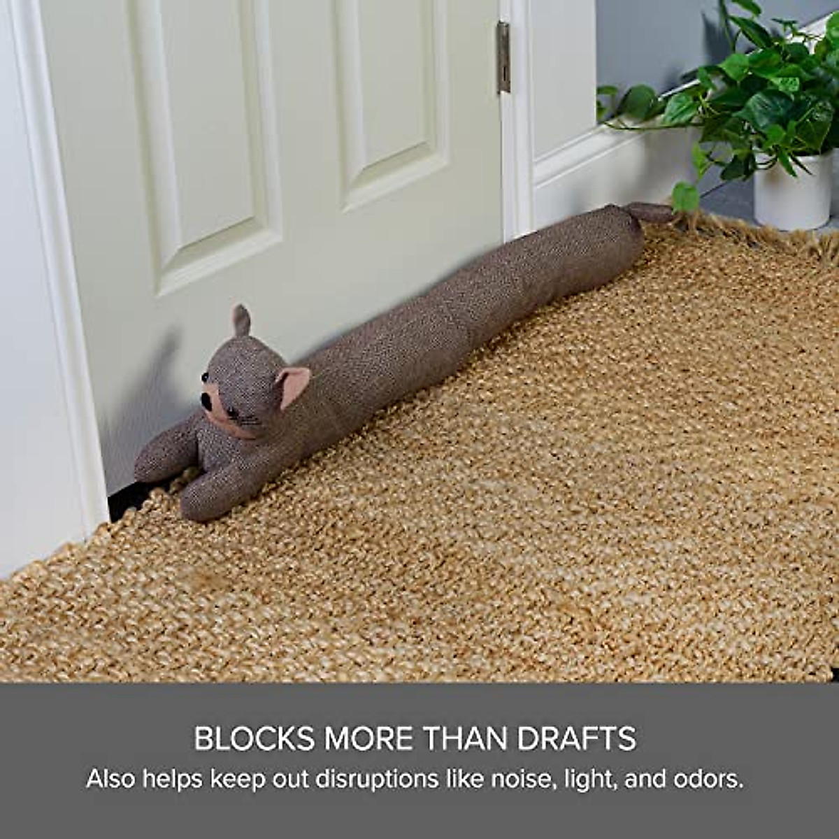 Elements Cute Draft Stopper for Home and Office - Brown Tweed Cat Weighted Fabric Animal Draft Stopper, 35-Inch