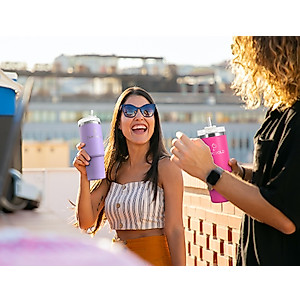 DLOCCOLD 40 oz Tumbler with Flip Straw & Handle,Stainless Steel Leak Proof Tumbler,Double Walled Insulated Water Bottle,Reusable Cup, Portable Travel Mug Fit in Cup holder