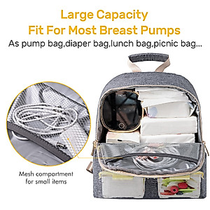 NCVI Breastmilk Cooler Bag with 2 Ice Pack, Breast Pump Bag with Cooler Fits 6 Bottles, Double Layer Breast Milk Baby Bottle Cooler Bag, for Travel, Nursing Mom Daycare, Work, Picnic, Black