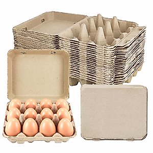 QPEY 25 Pcs Egg Cartons Cheap Bulk, 3x4 Eggs 12 count Pulp Paper Egg Tray Egg Storage Containers Holder for Supermarkets, Kitchen, Vegetable Markets