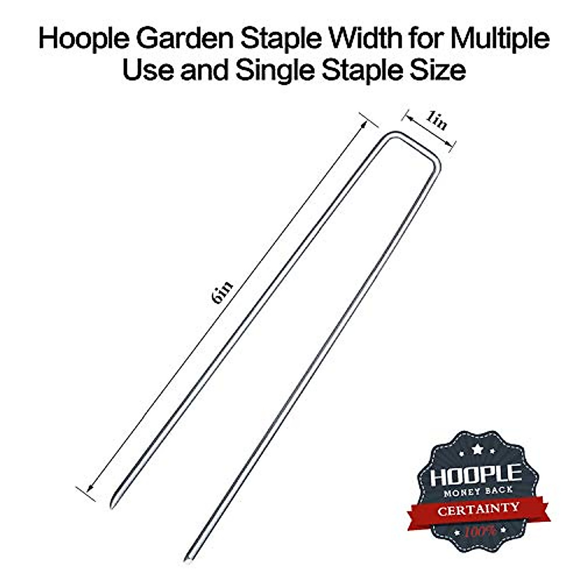 HOOPLE 100 PC 6'' 11 Gauge Heavy Duty U-Shaped Securing Garden Stakes Pins - Sod Fence Landscape Staples for Anchoring Weed Barrier and Landscape Fabric, Premium Ground Stakes(100)