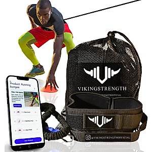 Vikingstrength - 360° Resistance Running Training Bungee Band (Waist) for Speed, Fitness Agility, Speed Strength – Gym Equipment for Football, Basketball, Solo or partner + V-Strength Workout App