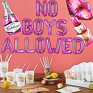 No Boys Allowed Balloons Pink Girls Night Party Banner You Are Like Really Pretty/Ladies Night/Pajama Mean Girls/Makeup Sleep Spa Themed Decor for Bridal Shower/Bachelorette Party Supplies Decorations