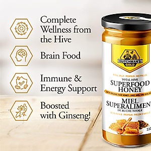 Total Hive Superfood Honey - with Raw Honey, Royal Jelly, Propolis, Bee Pollen, Ginseng