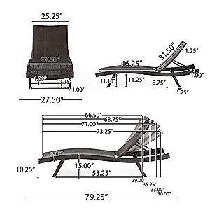 Christopher Knight Home Kauai Chaise Lounge Set, 2-Pcs Set, Brown