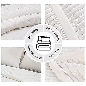 DAWNDIOR Queen Quilt Bedding Sets & Collections Modern Farmhouse Boho Luxury Neutral Stitch Bedspread Coverlet Soft Lightweight Tan Reversible Comforter for Summer (1 Quilt,2 Pillow Shams)