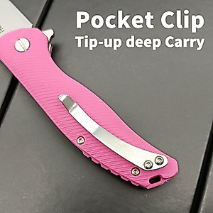 FreeTiger FT801 Folding Pocket Knife Sharp Sanding Stainless Steel Blade with Pocket Clip Camping Survival Tactical Outdoor Cheap Pocket Knife(Pink)