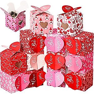 120 Pieces Valentine Cookie Boxes Valentine Treat Boxes with Window Heart Cupcake Boxes Valentines 3 Inch Valentines Candy Goody Container for Valentines Wedding Birthday Party Favors