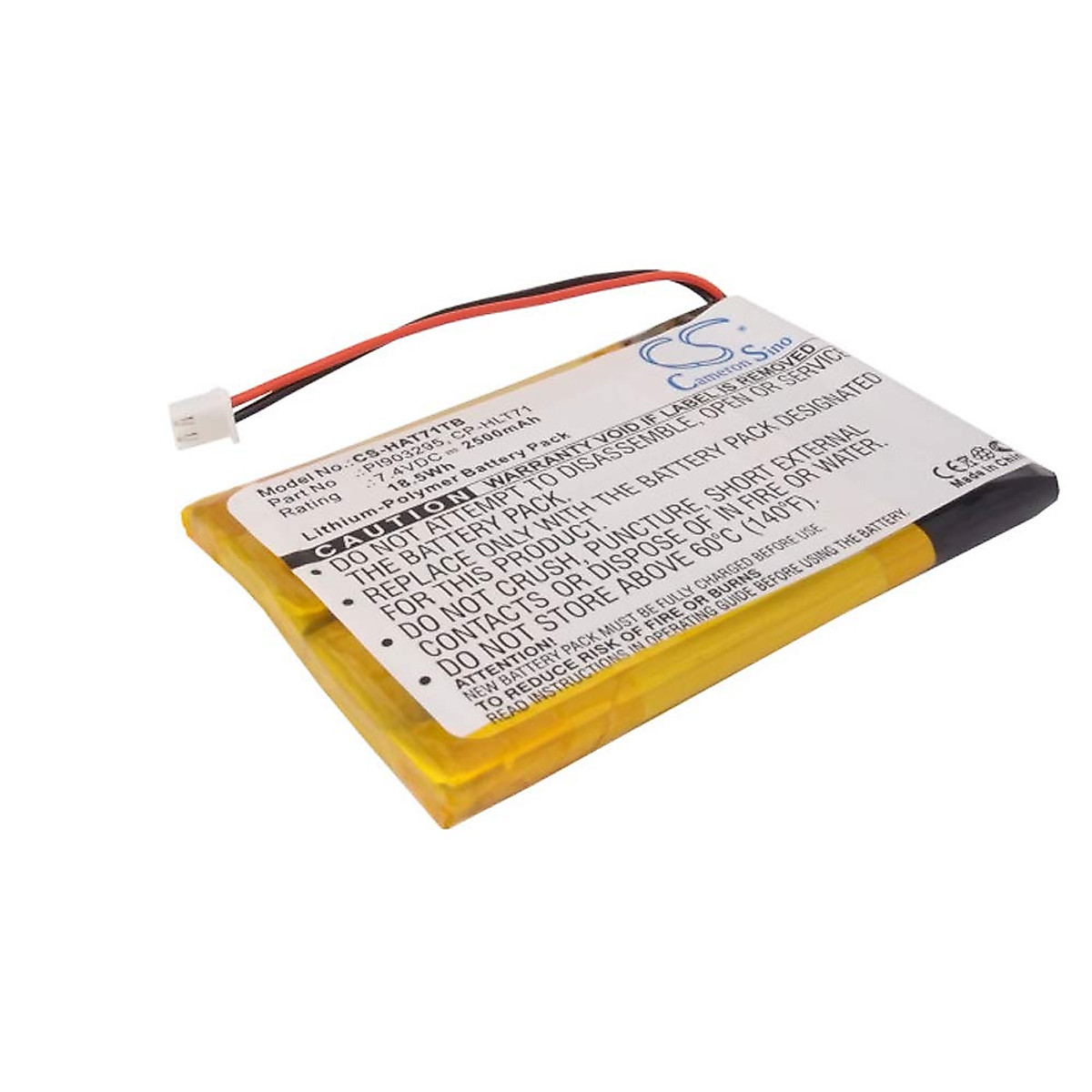 Replacement Battery for A1710130, ATSC710, TVS3970, 805-01-NL, HERLT71, HLT71, HLT71BAT, fits Part Number CP-HLT71, PL903295 DVB-T Cameron Sino CS-HAT71TB 7.4V Li-Polymer 2500mAh/18.5Wh