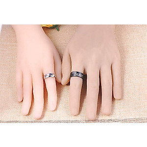 Black Her Beast Ring Stainless Steel Wedding Bands Anniversary Engagement Promise Ring (His Size 13)