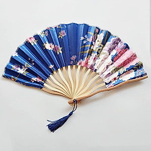 RAZZUM Decorative Folding Fans Chinese Style Flowers Hand Held Fan Bamboo Paper Folding Fan Party Wedding Decor Vintage Chinese Fans Paper Home Bamboo Fan Gift Fan (Color : C)