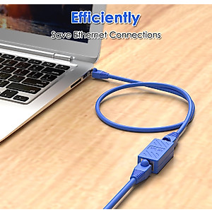 ZUZONG RJ45 Coupler Ethernet Extension Connector, Cat7 Cat6 Cat5e Ethernet Coupler Female to Female(Blue 5 Pack)