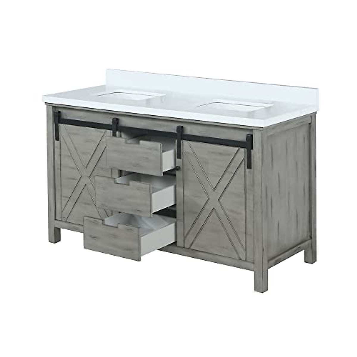 Bell+Modern Ketchum 60 inch Ash Grey Double Bath Vanity and Cultured Marble Countertop
