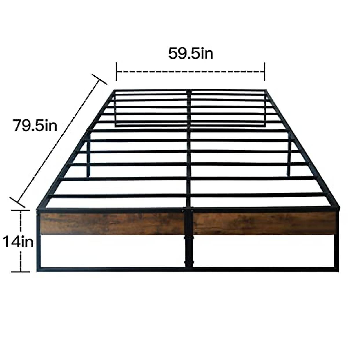 HOMWAYART Queen Bed Frames with Decorative Wood Panel, Storable High Platform Reinforced Steel Slats Support, Easy Assembly, Sturdy, No Box Spring Needed (Mahogany, Queen)