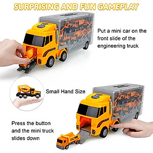 ALOTJOY Toys for Boys,25 Pcs Engineering Die-cast Construction Car Toddler Toys for 3 Year Old Boys Vehicles Gifts Kids Toys for Age 3 4 5 6 7 Year Old Boys