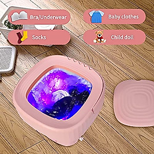 Portable Washing Machine,Mini Foldable Washer and Spin Dryer, Small Washer for Baby Clothes, Underwear or Small Items, Apartment, Dorm, Camping, RV Travel laundry,Lightweight and Easy to Carry (Pink)