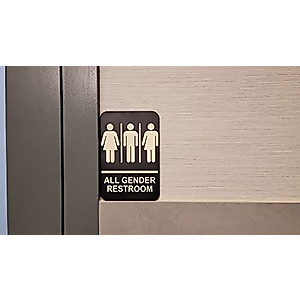 Kraken Bath Co. - ADA All Gender Restroom Sign with Braille and Adhesive - 9" x 6" - Self Adhesive Included - Easy To Hang Sign For Gender Neutral Restrooms