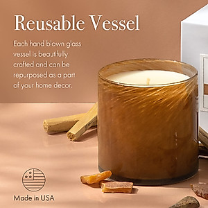 LAFCO New York Classic Candle, Amber Black Vanilla - 6.5 oz - 50-Hour Burn Time - Reusable, Hand Blown Glass Vessel - Made in The USA