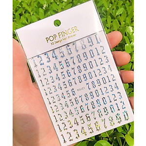 1 Sheet (Including 110 Digital) Sticker Arabic Numerals 0-9 Autohesion Foil Nail A3D Nail Decals 6 Colors N&K - (Color: NK130-1)