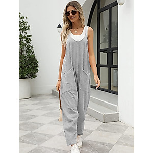 Trendy Queen Grey Jumpsuits Rompers Onesie for Women Casual Summer Clothes 2024 Dressy Maternity Comfy Loose Baggy Pants Overalls Jumpers