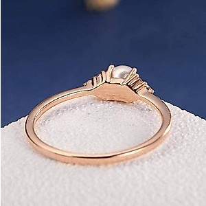 Koguxuix Elegant Pearl Ring 18k Rose Gold CZ Crystal Pearl Ring Fashion Engagement Wedding Jewelry (9)