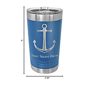 LaserGram 16oz Vacuum Insulated Pint Tumbler, Boat Anchor, Personalized Engraving Included (Dark Blue)