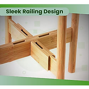 ZPirates Plant Stand Indoor - Bamboo Wood, Full Adjustable, Holds 8 10 and 12 Inch Planter Pots - Holder for Plants and Flowers